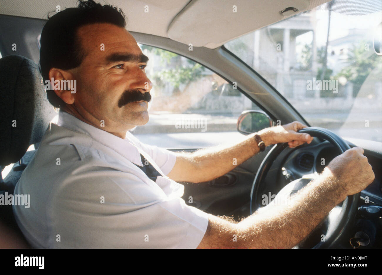 Taxi driver at work. Spain Stock Photo - Alamy