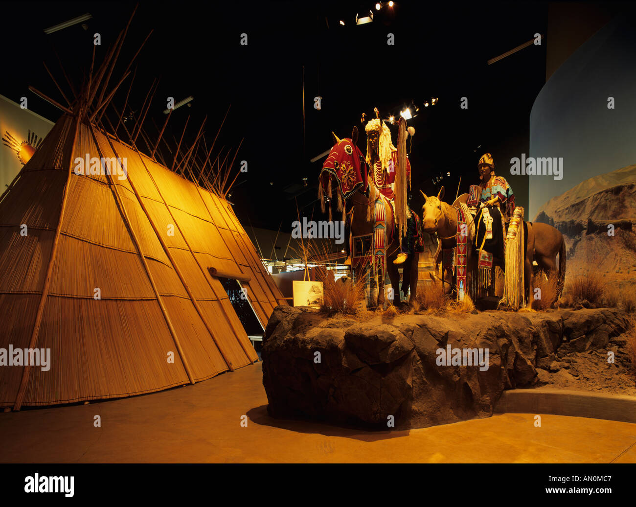 USA Oregon Pendleton Display of traditional horse culture of Cayuse ...