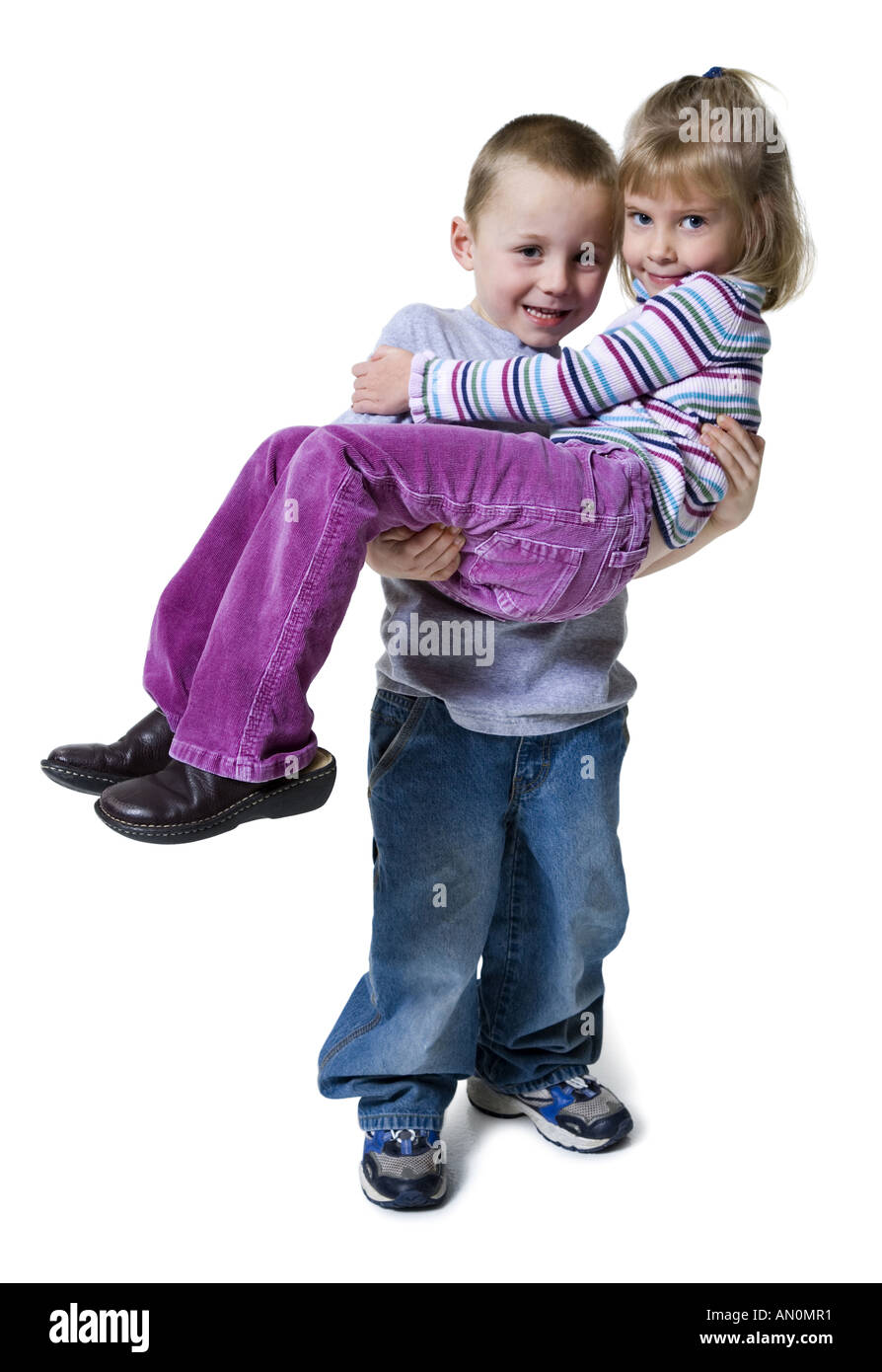 Boy carrying girl Cut Out Stock Images & Pictures - Alamy