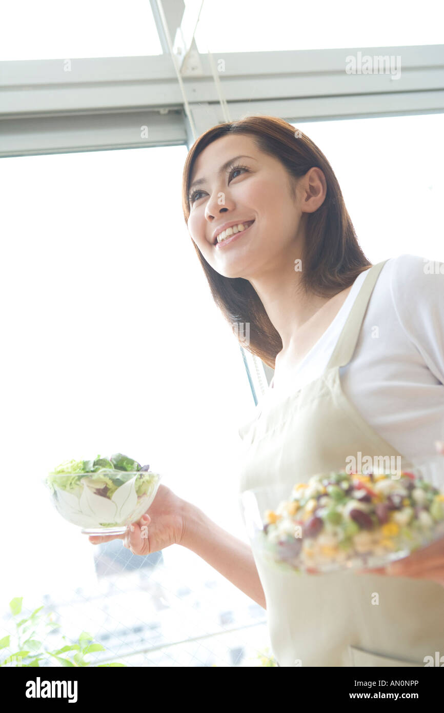 Japanese woman cooking Stock Photo - Alamy