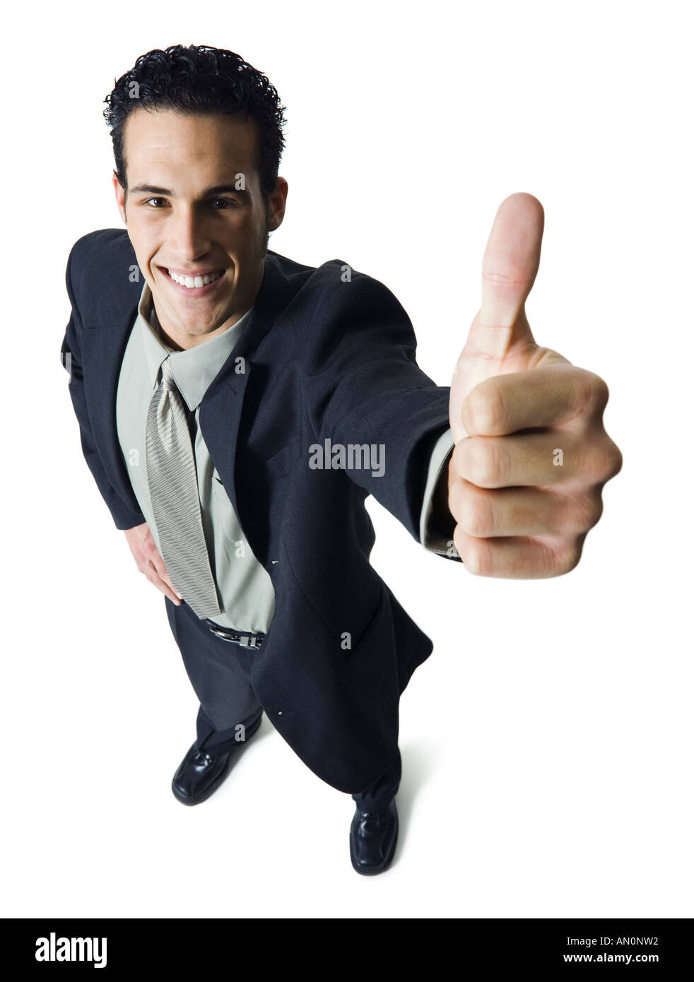 High angle view of a businessman showing a thumbs up sign Stock Photo ...