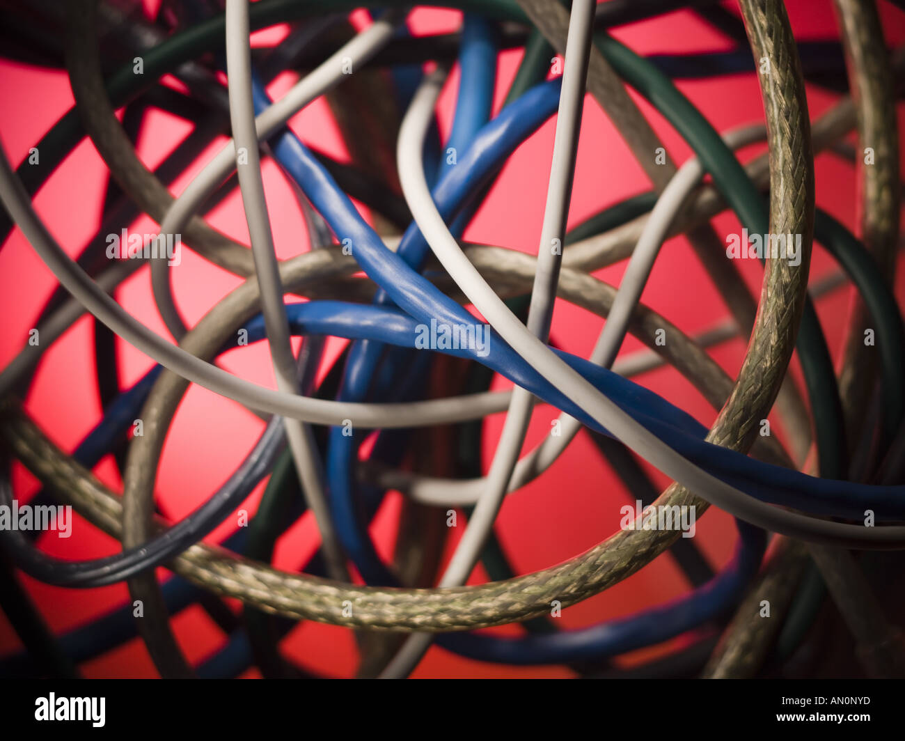 Close up of tangled cables Stock Photo - Alamy
