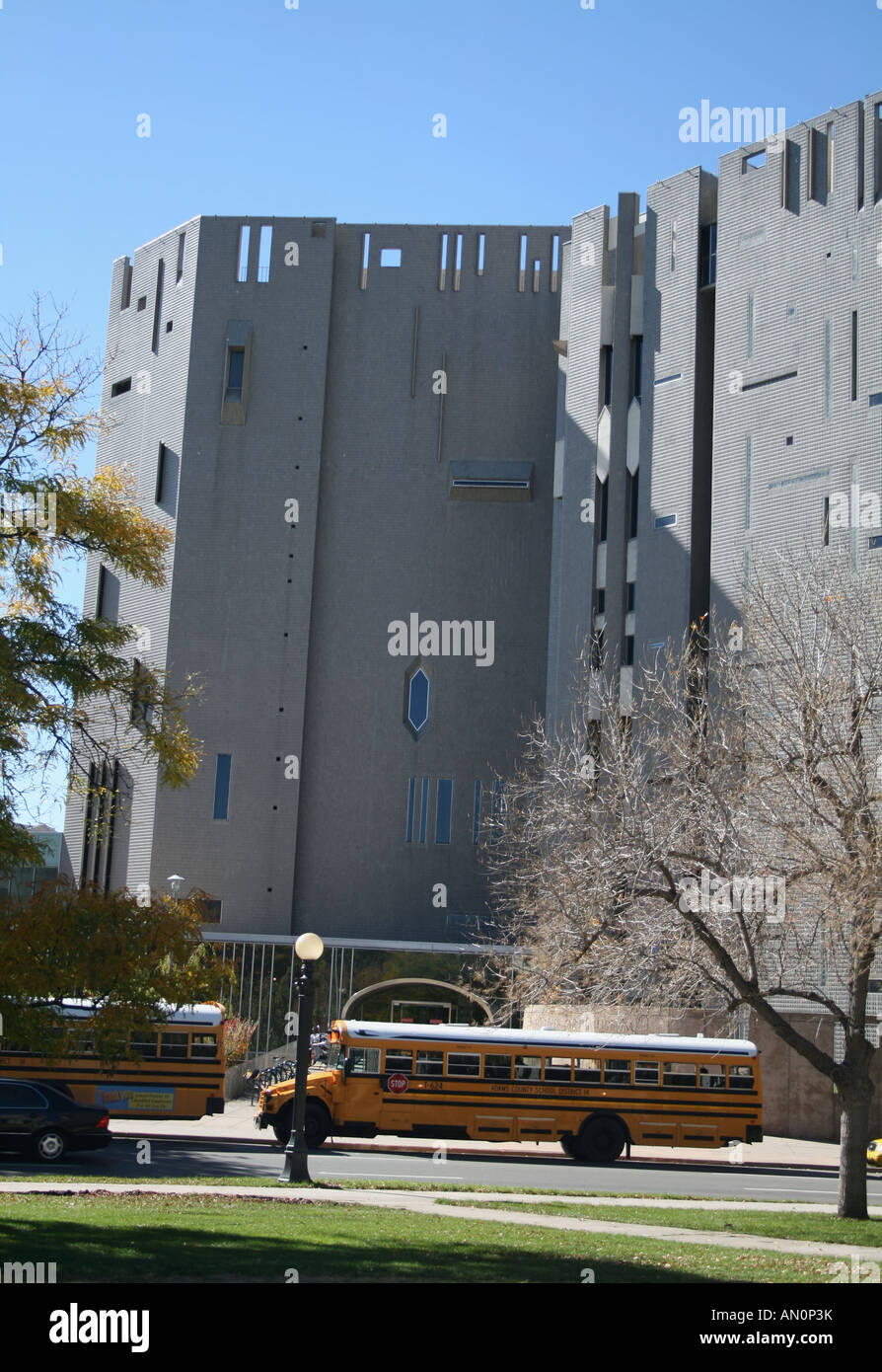 School buses outside Denver Art Museum Colorado October 2007 Stock ...