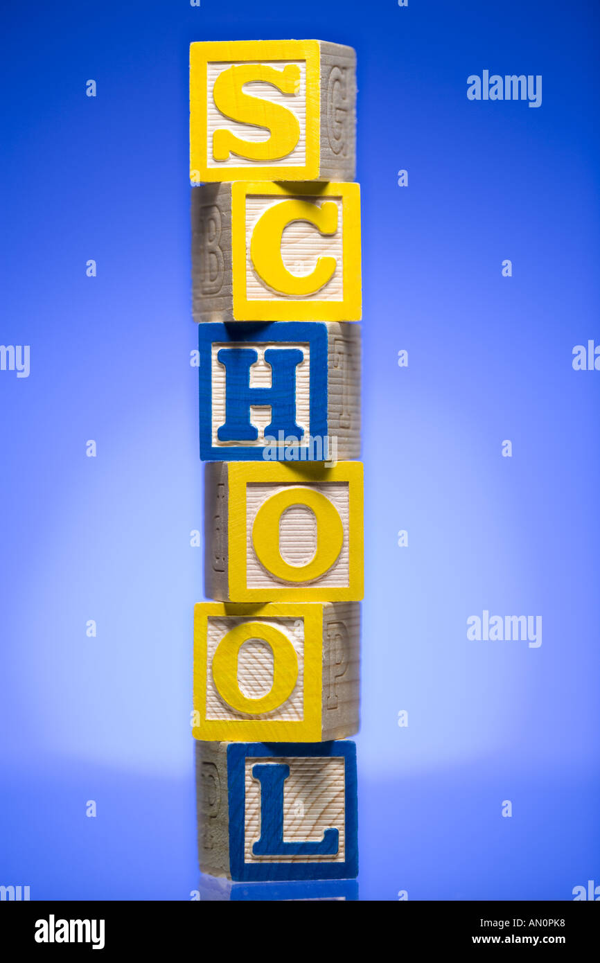 Close up of a stack of alphabet blocks Stock Photo - Alamy