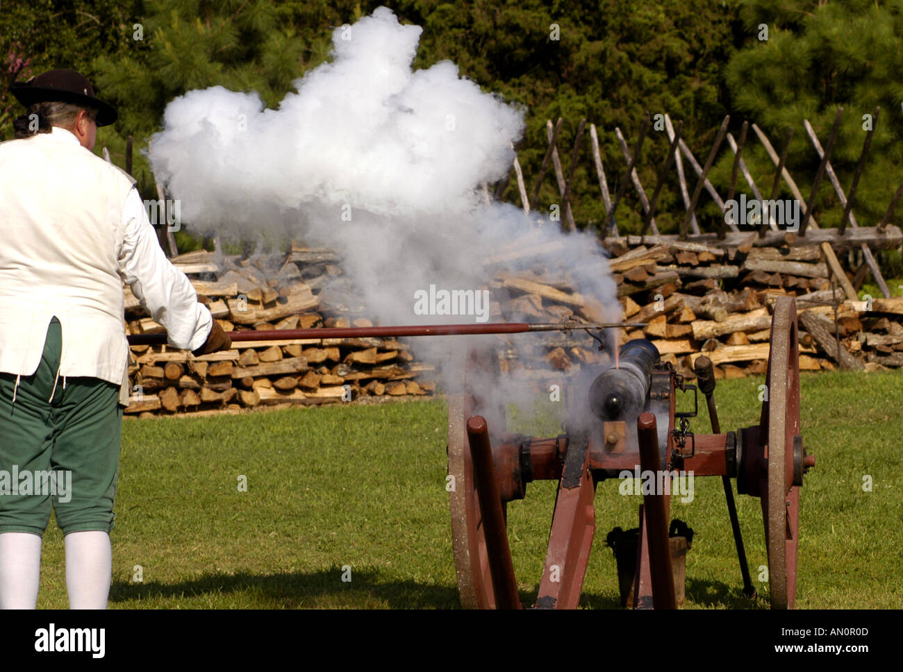 colonial williamsburg virginia cannon firing demonstration lighting the ...