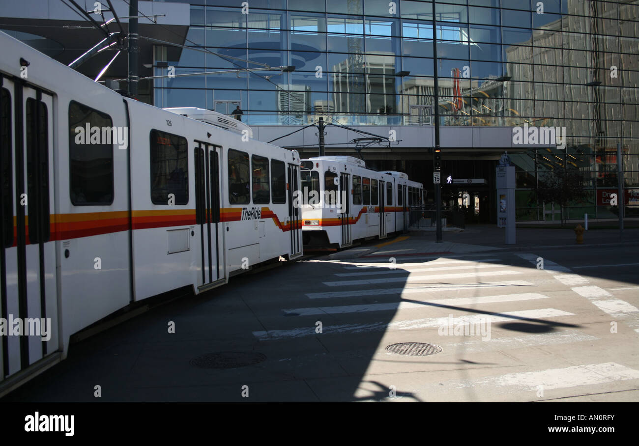 Denver light rail train Colorado October 2007 Stock Photo - Alamy