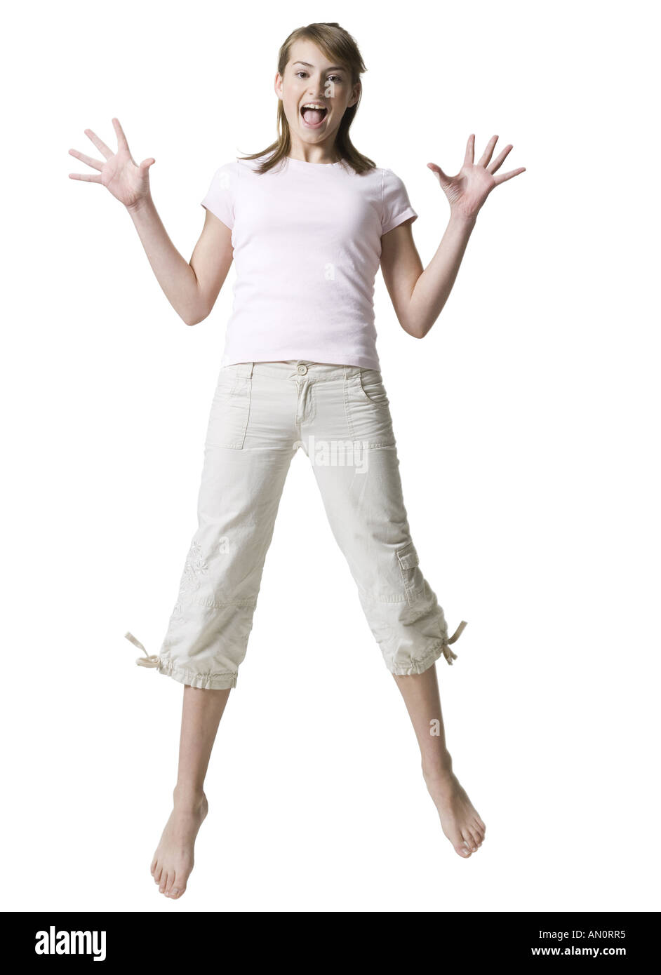 Portrait of a girl jumping Stock Photo - Alamy