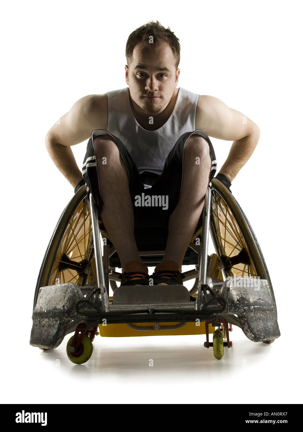 Portrait of a young man sitting in a wheelchair Stock Photo - Alamy