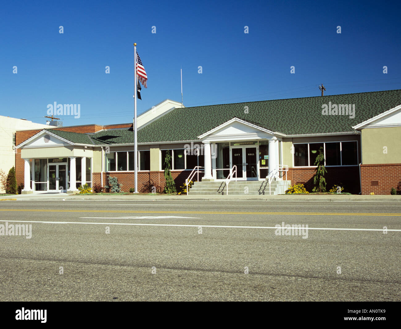 CHELAN WASHINGTON STATE USA August City Hall a one storey building ...