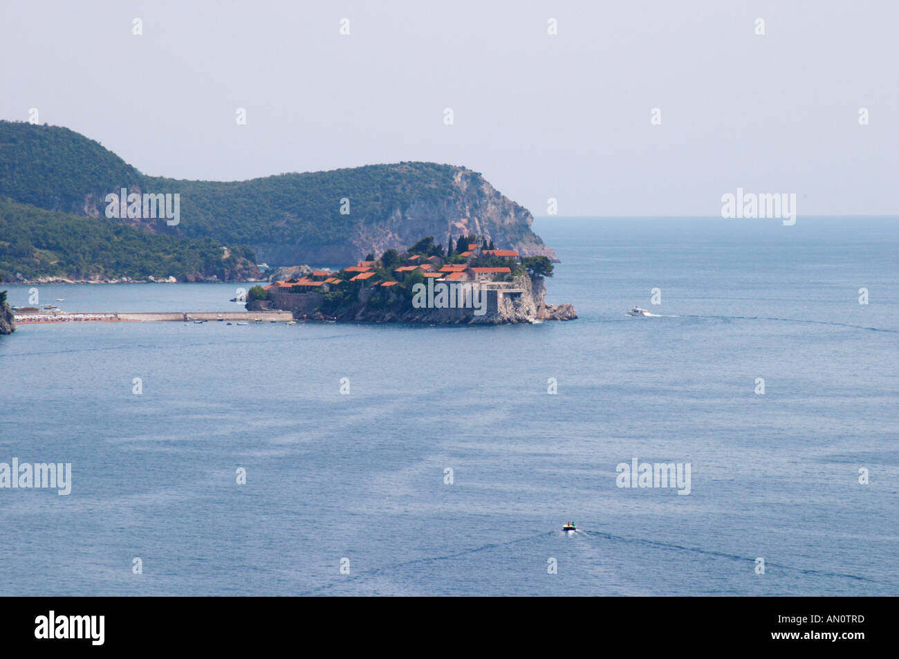 The Sveti Stefan Saint Steven island on the Budva Riviera. Montenegro ...