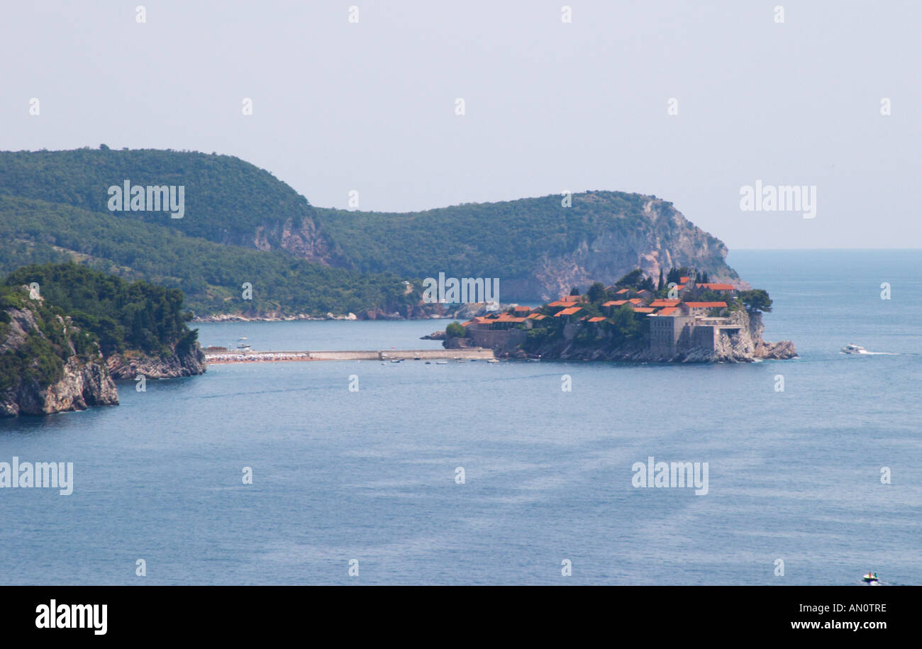 The Sveti Stefan Saint Steven island on the Budva Riviera. Montenegro ...