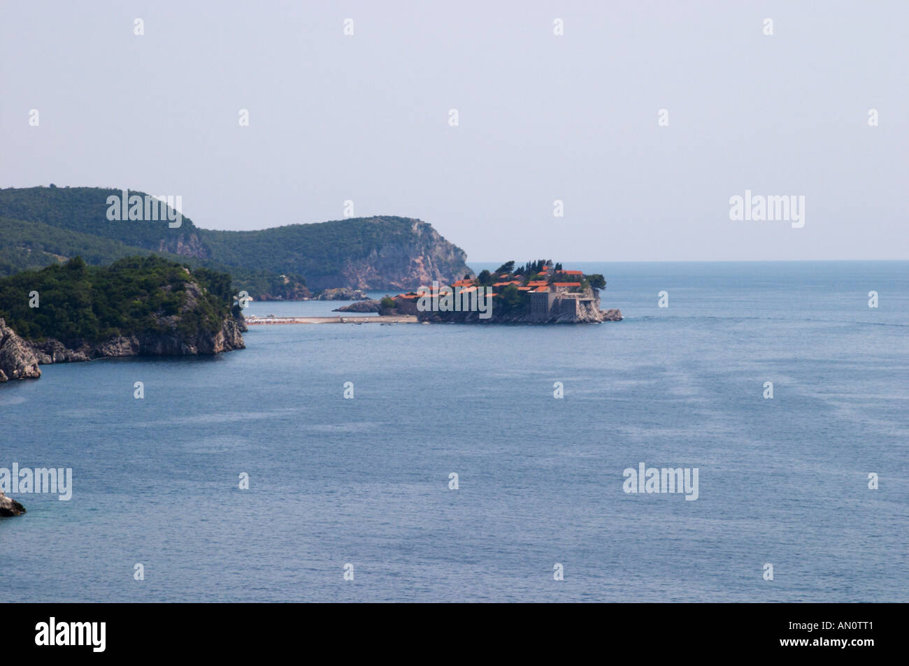 The Sveti Stefan Saint Steven island on the Budva Riviera. Montenegro ...