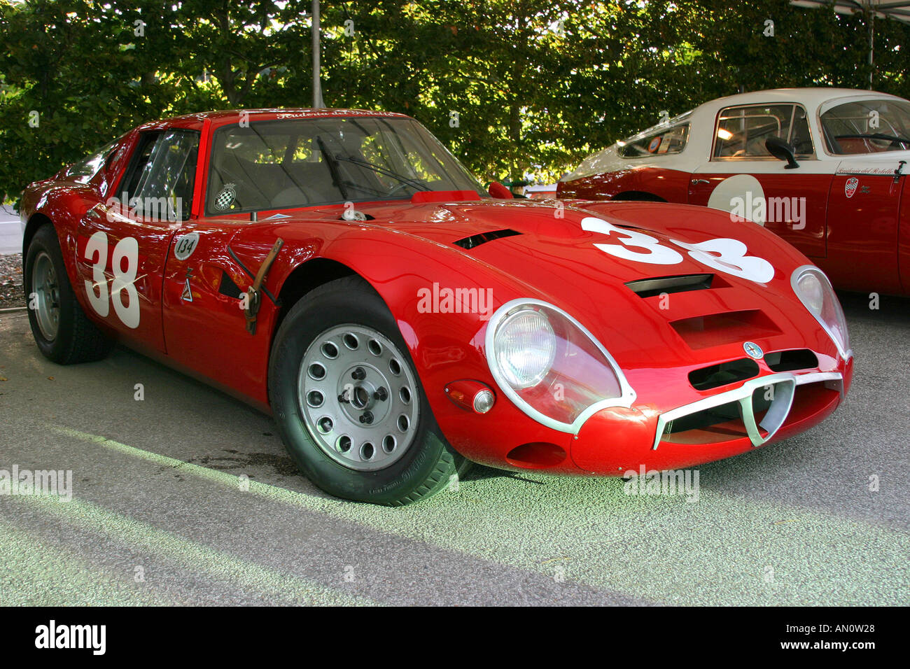 1965 Alfa Romeo TZ2 in paddock at Goodwood Revival Meeting Stock Photo ...