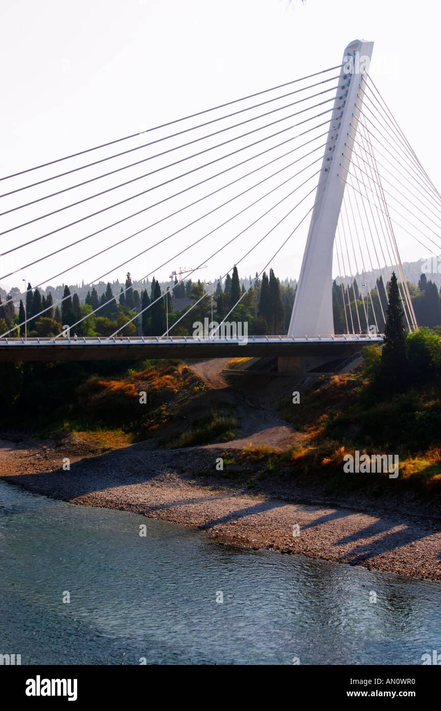 The Millennium Bridge is a cable stayed bridge that spans Moraca River ...