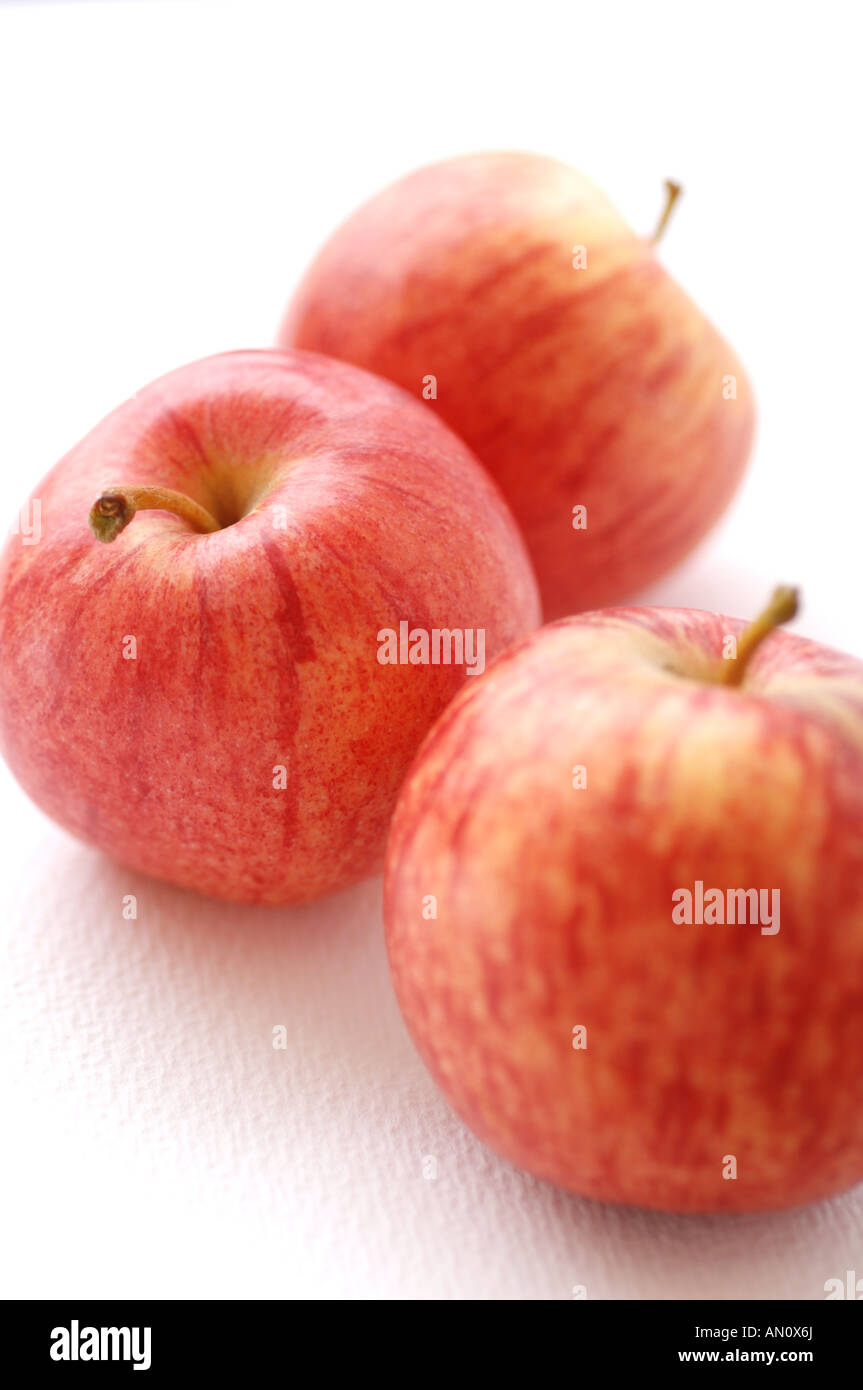 Three Red Apples in white background. Gala, nutritious apple fruit with ...