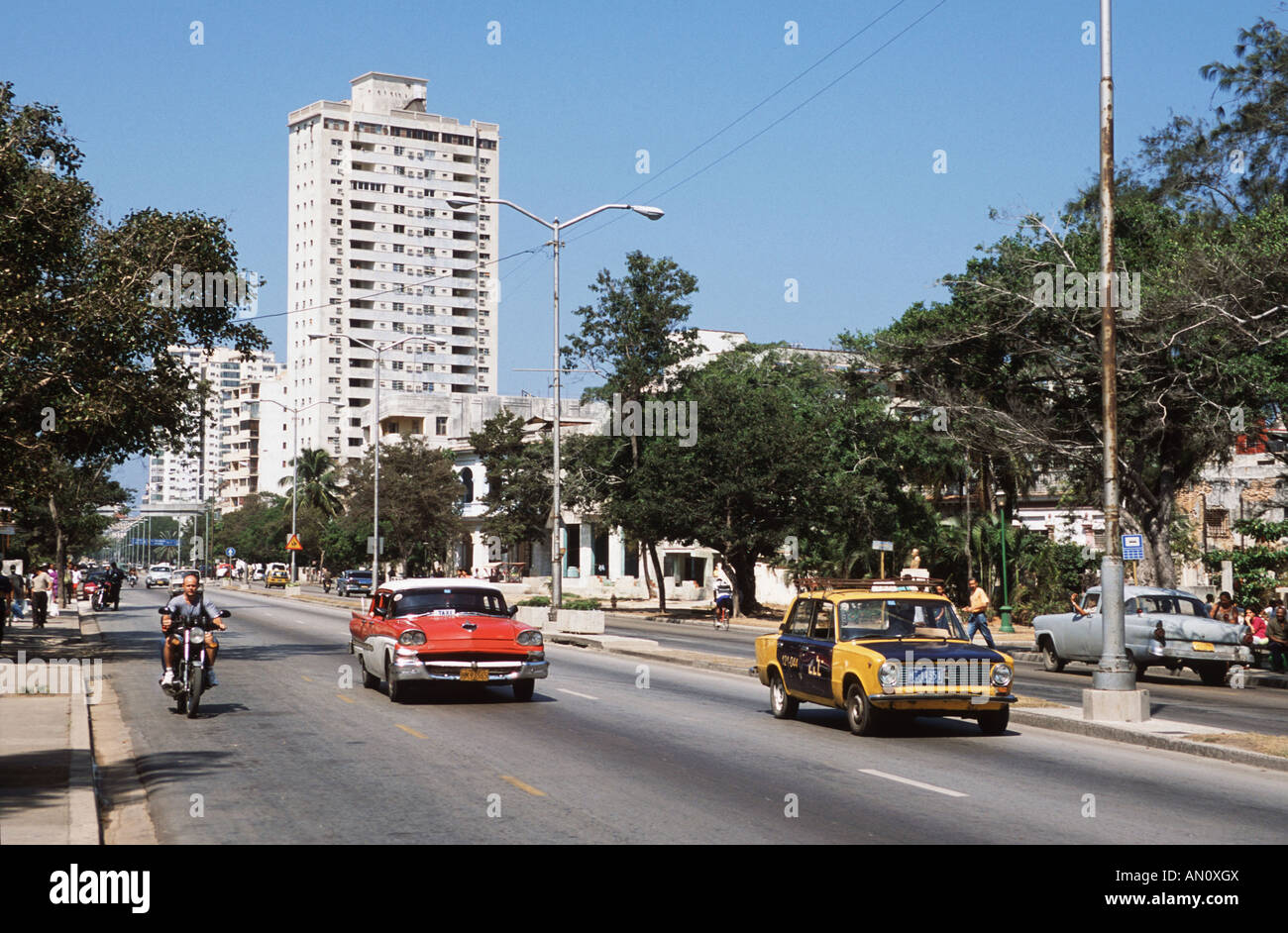 Calle (Street) 23 or La Rampa, a main street in Vedado, Havana, Cuba ...