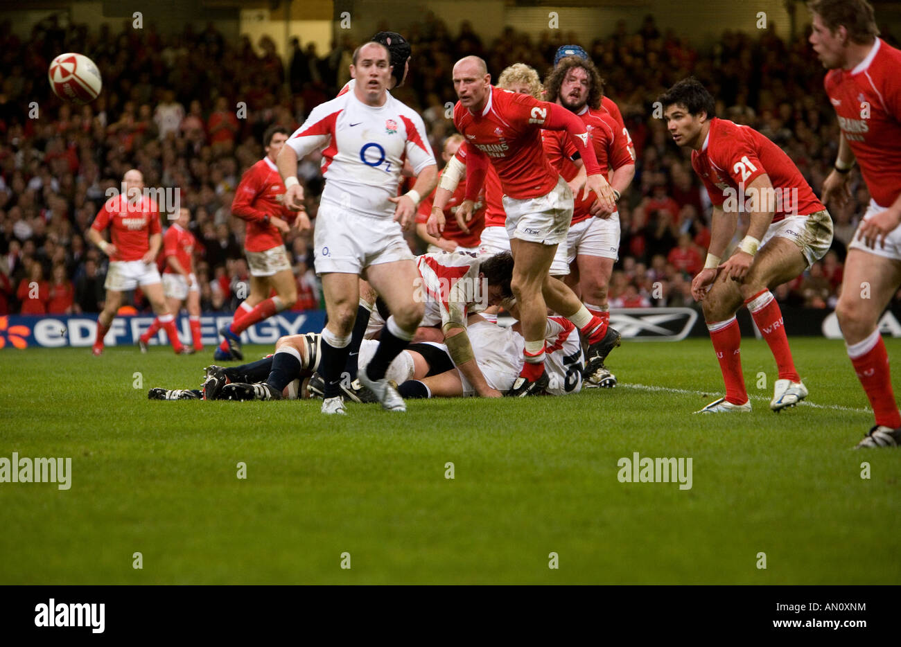 Ball in loose play during the Wales England match at the Millennium ...