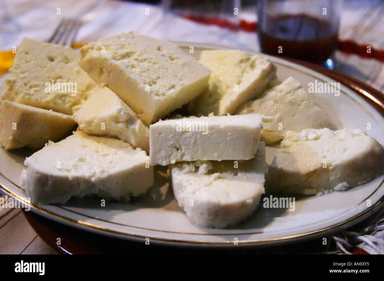 Traditional Albanian Goat cheese from northern Albania. Tradita ...