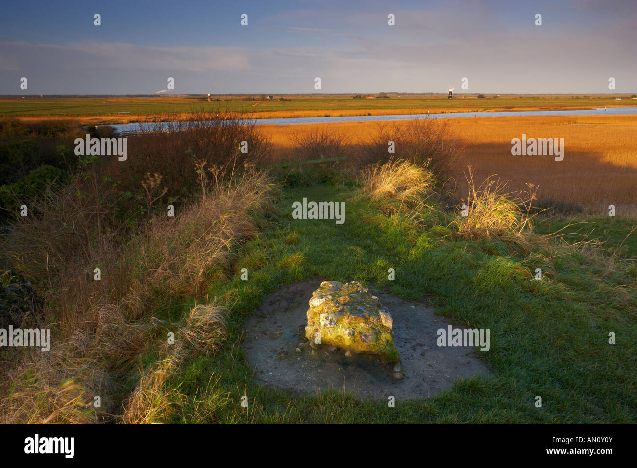 A view from the Roman Fort at Burgh Castle overlooking the Rivers Yare ...