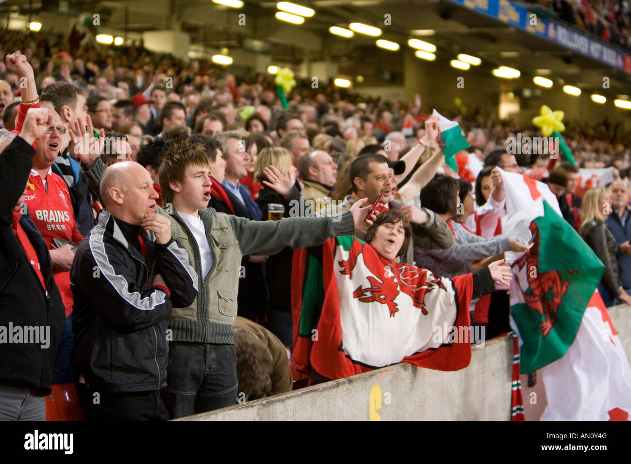 Wales fans at 6 nations rugby hi-res stock photography and images - Alamy