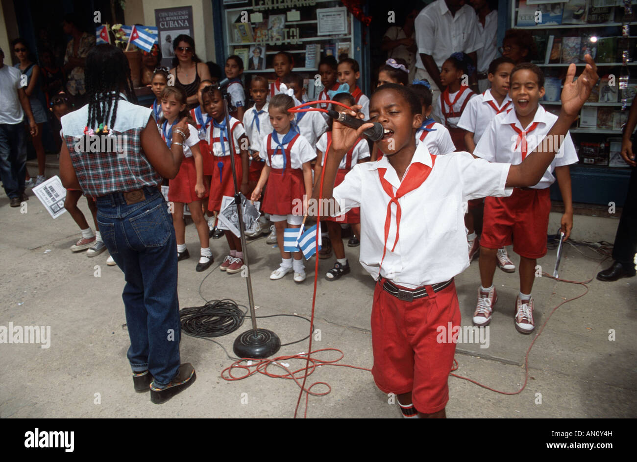 Young boy singing into microphone in Havana, Cuba Stock Photo - Alamy