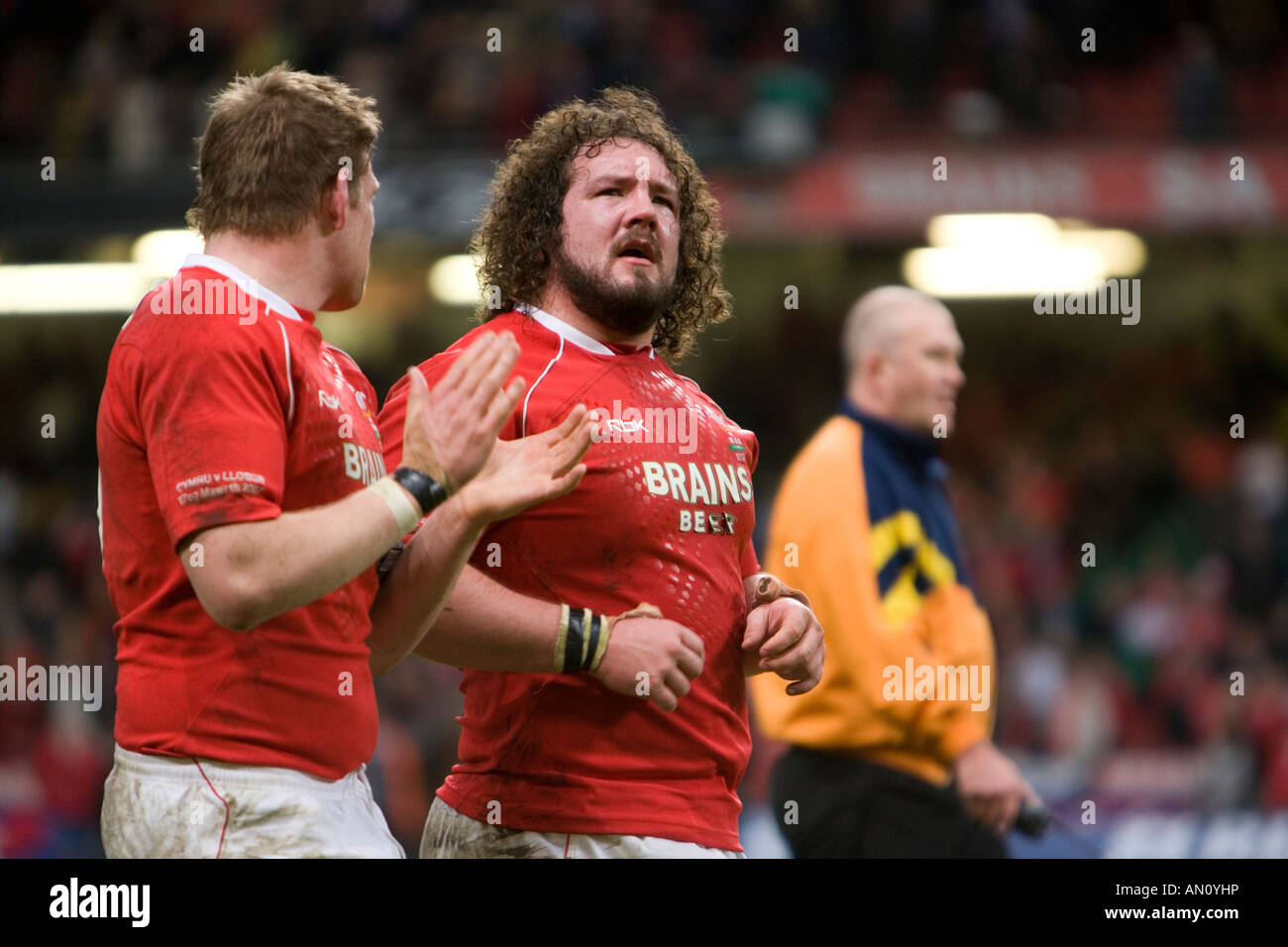 Wales team members thanking the crowd for their support after the Wales ...