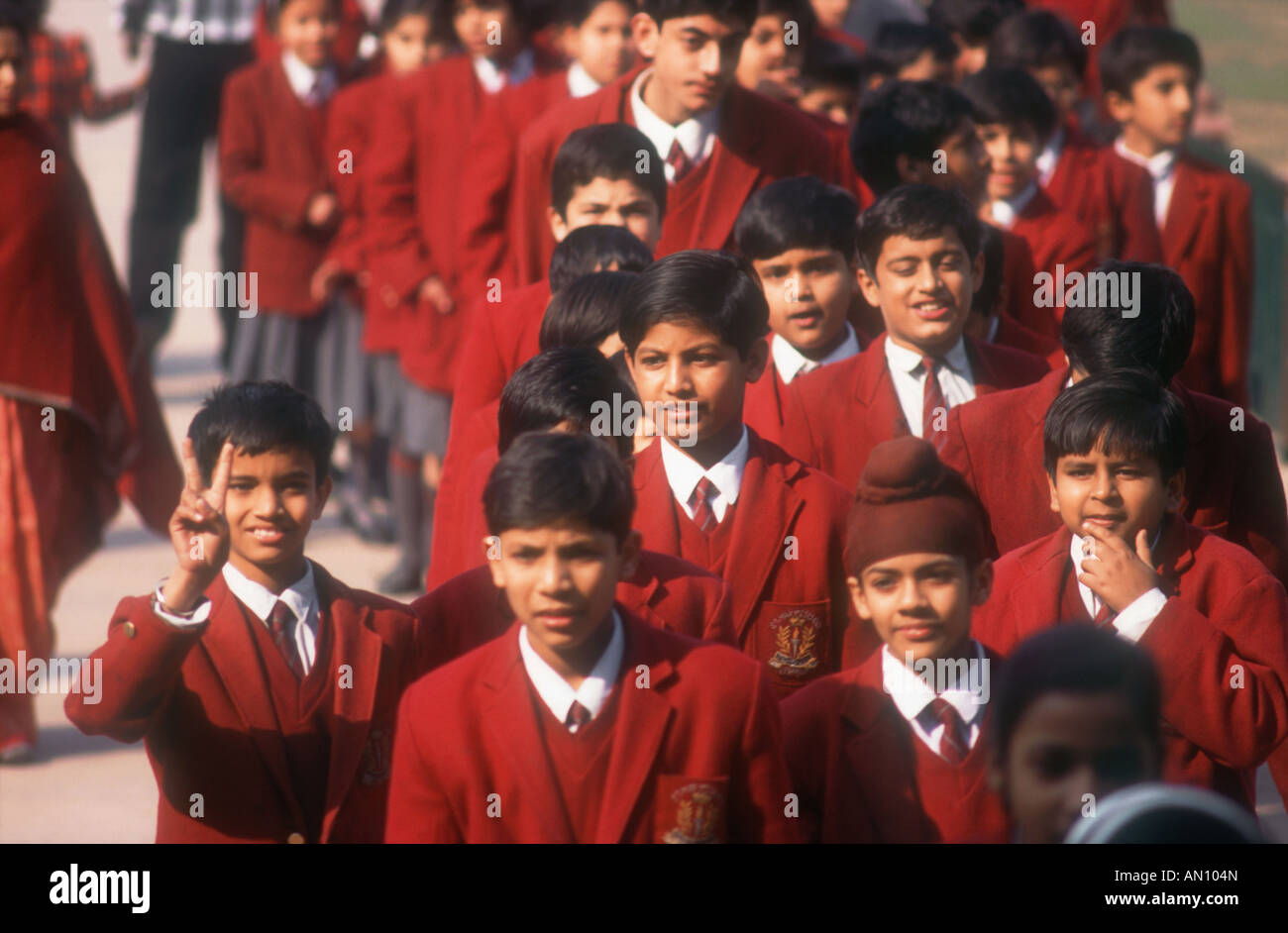 Children In Red School Uniform