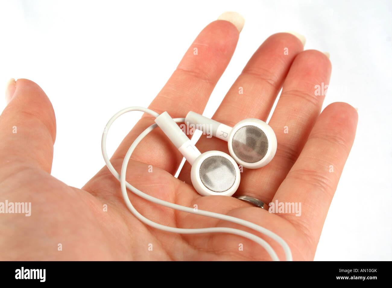Female woman in headphones Cut Out Stock Images & Pictures - Alamy