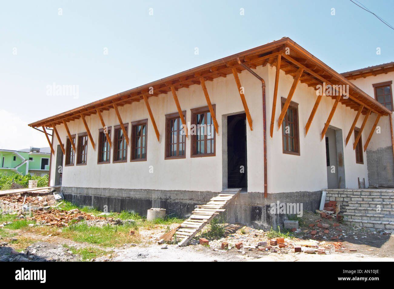 The new vinery building in traditional Berat Ottoman style. Cobo winery ...