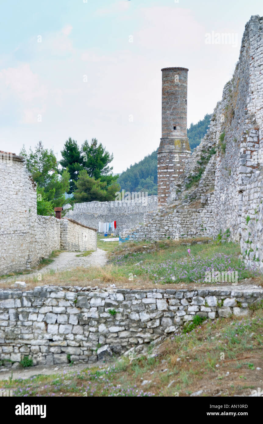 Ruins of the 'Red Mosque' Berat upper citadel old walled city. Albania ...