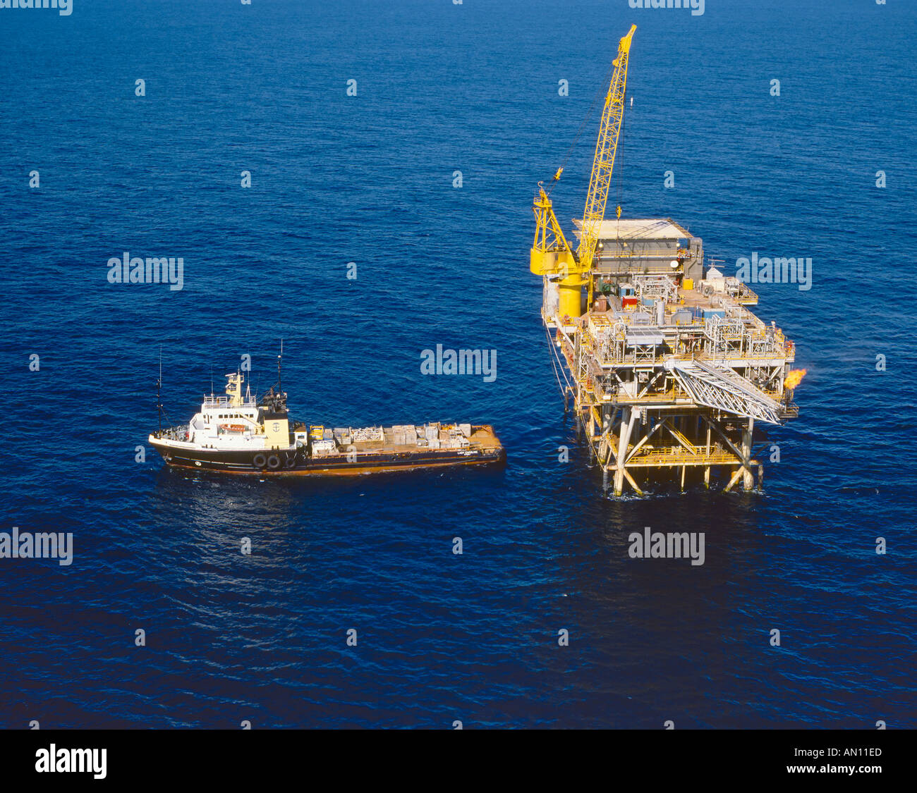 Off shore Oil Platform and Supply Boat Bass Strait Australia Stock ...