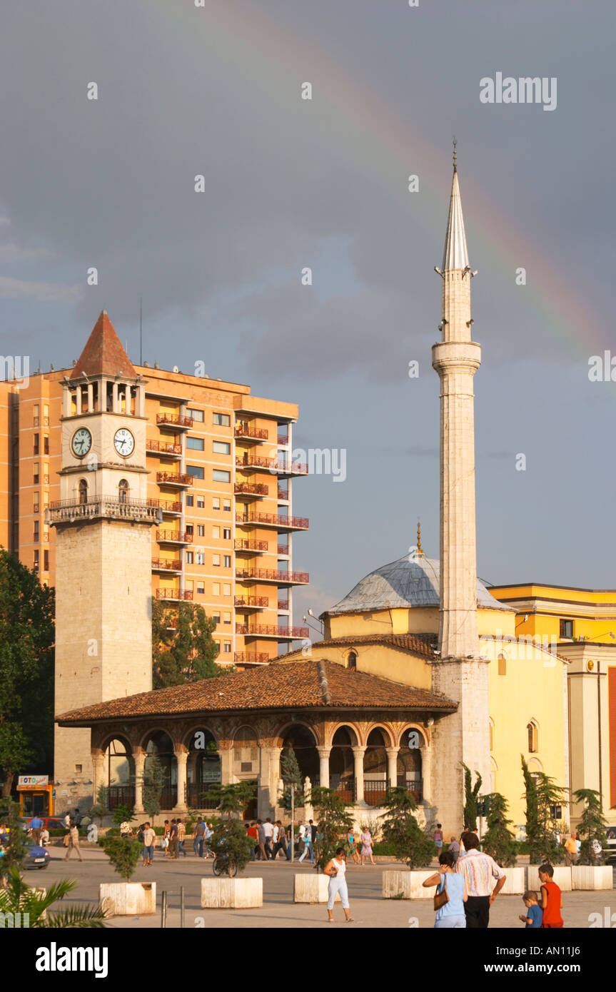 The Ethem Bey Beu Mosque. View across the square. The Tirana Main ...