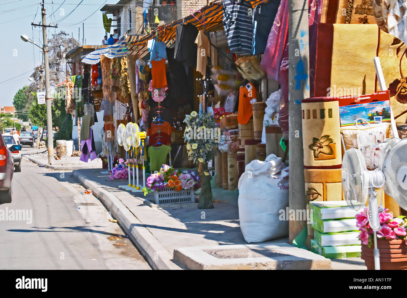 Street scene in Koplik near Shkodra with street market with market ...