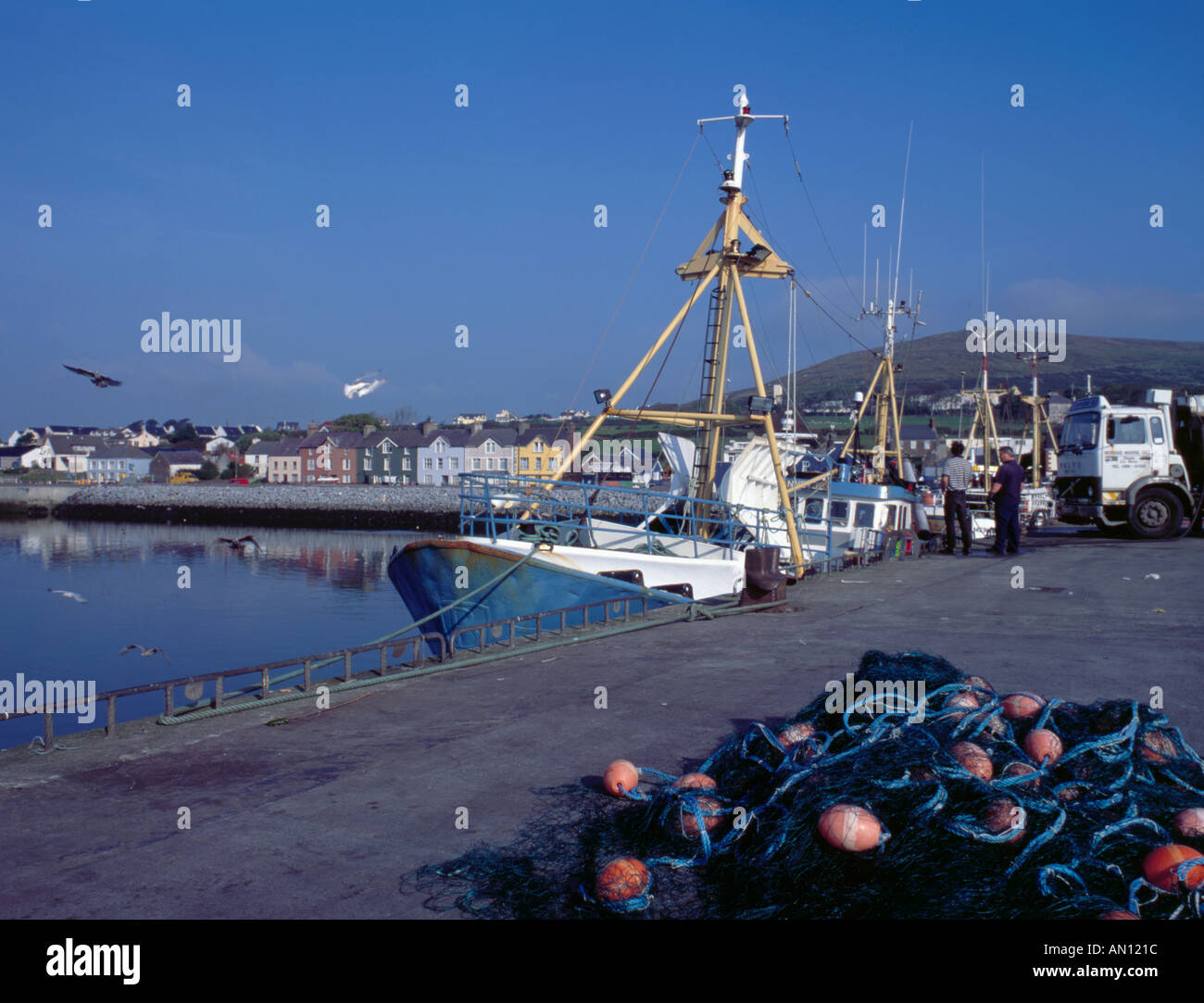 Fishing boats at the quayside, Dingle village, Dingle peninsula, County ...