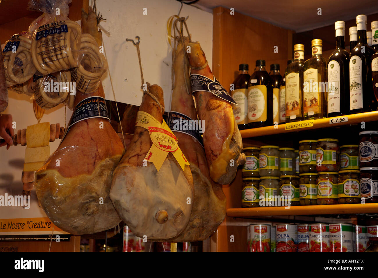 Famous Parma Ham on display in Venice, Veneto, Italy, Europe Stock ...