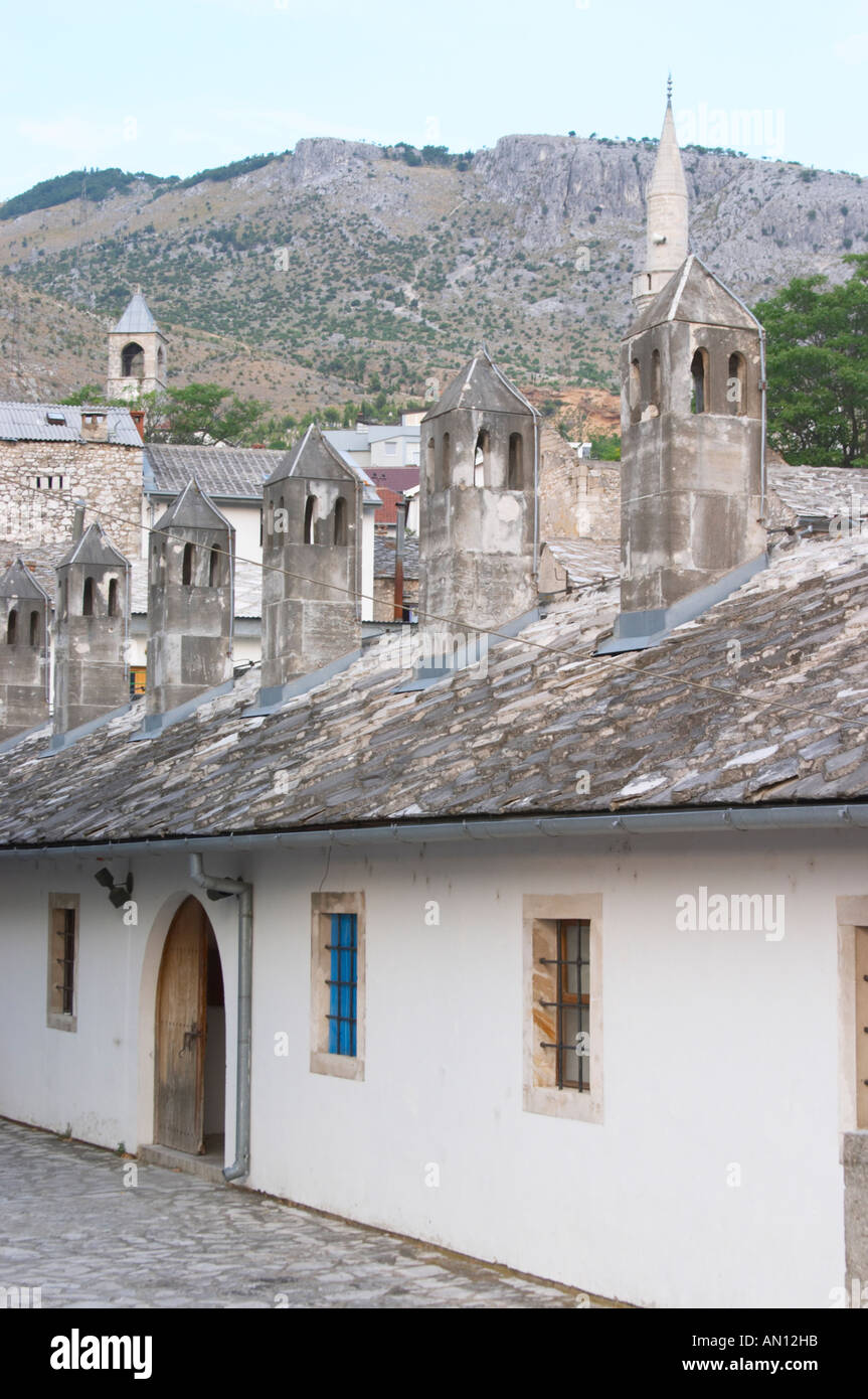 An old ottoman house with typical roof stone slate tiles and stone ...