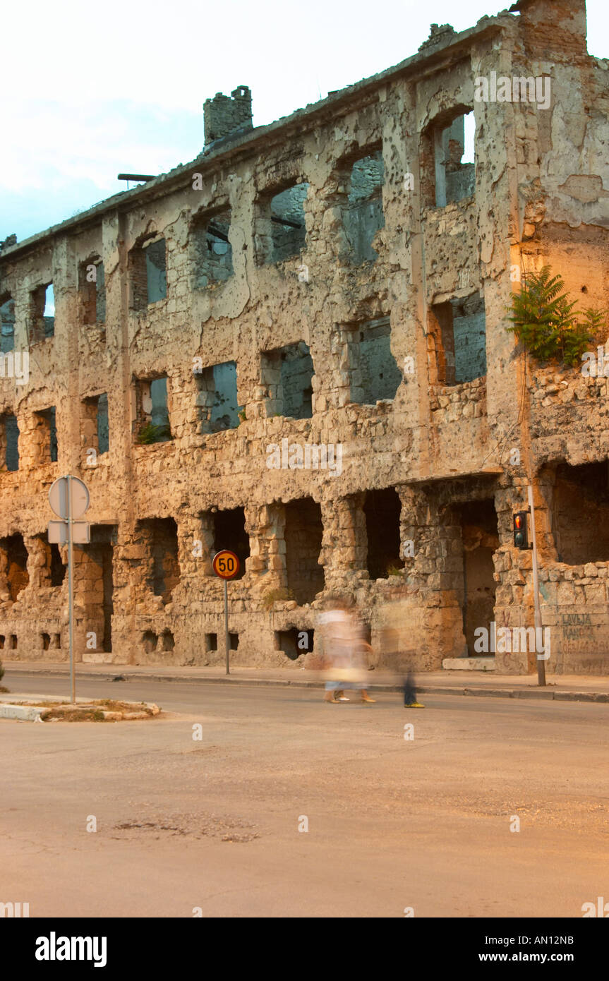 Building in Mostar damaged by the war and still not renovated. Ruined ...