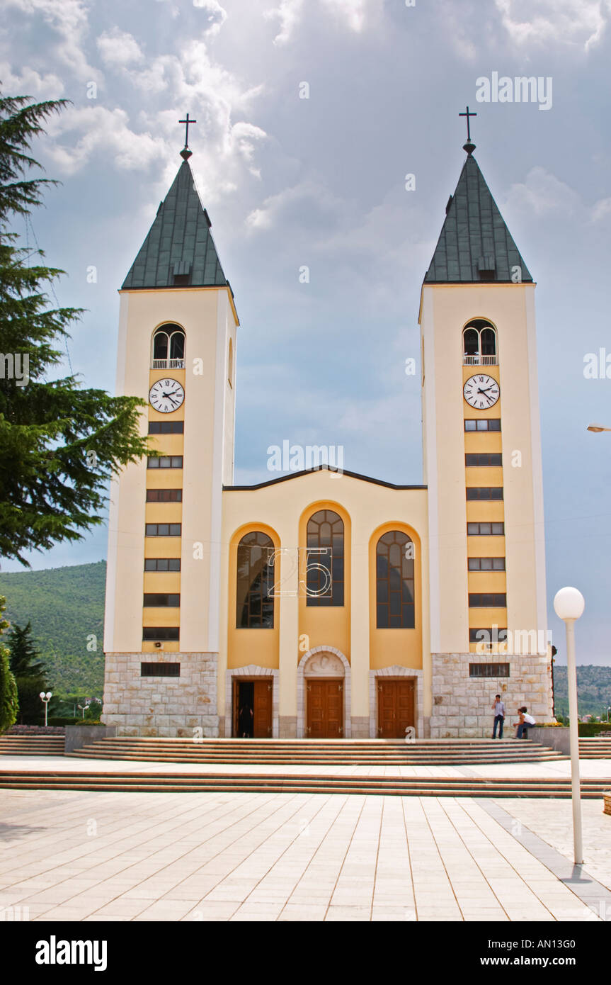 The church with its twin church towers. Medugorje pilgrimage village ...