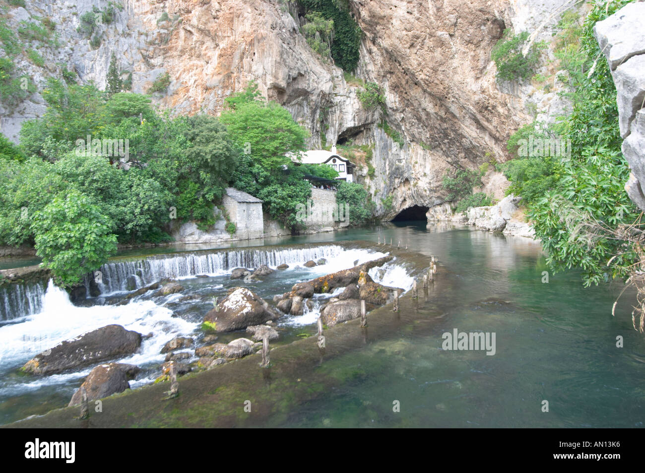 The source of the Buna river at the old Muslim monastery called the ...