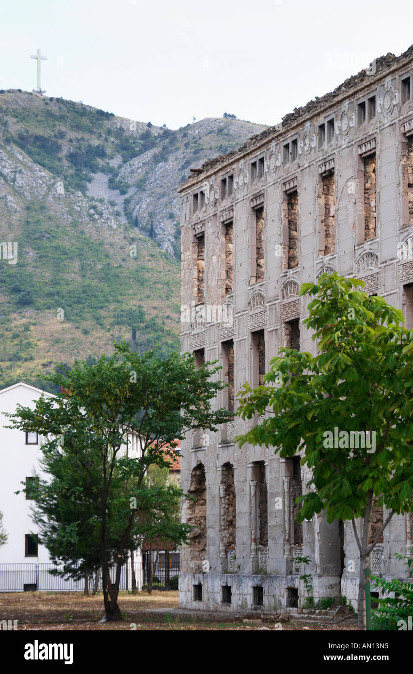 Building in Mostar damaged by the war and still not renovated. Ruined ...