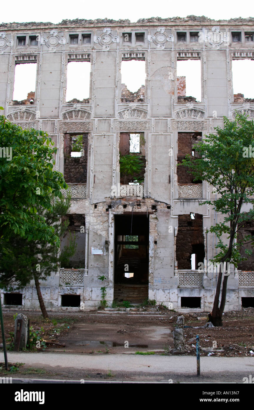 Building in Mostar damaged by the war and still not renovated. Ruined ...