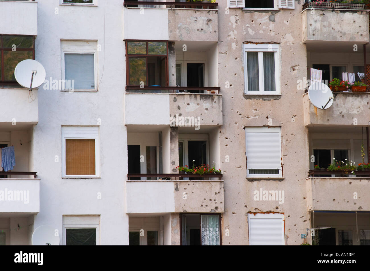 Building in Mostar damaged by the war and still not renovated. Ruined ...