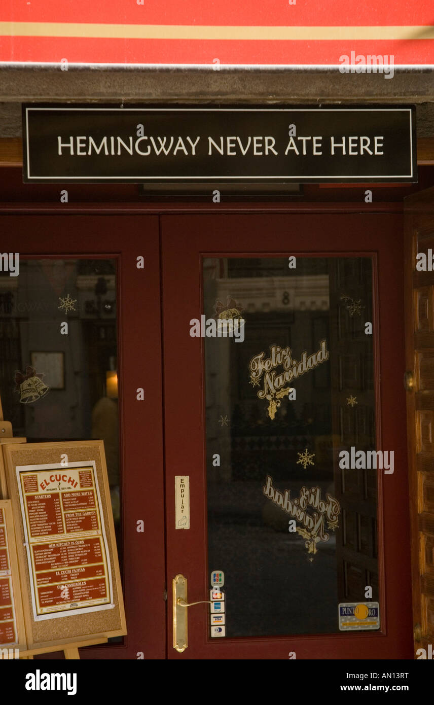 The famous Restaurant El Cuchi - 'Hemingway Never Ate Here' Stock Photo ...