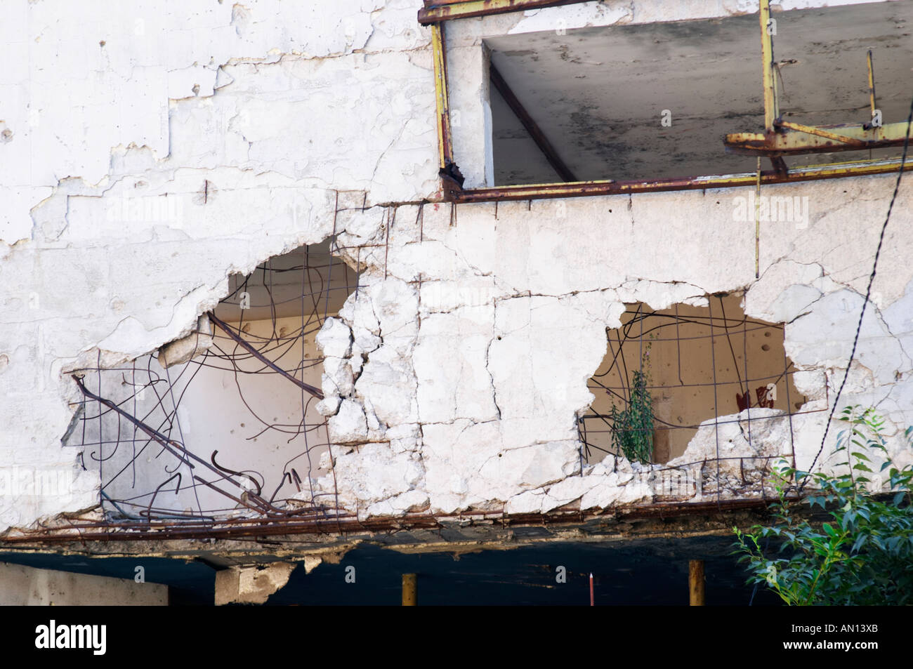 Building in Mostar damaged by the war and still not renovated. Ruined ...