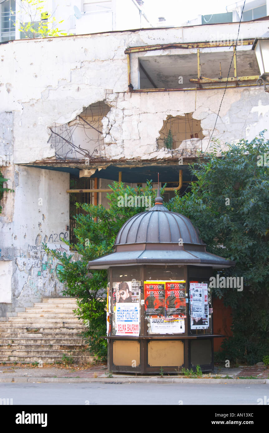 Building in Mostar damaged by the war and still not renovated. Ruined ...