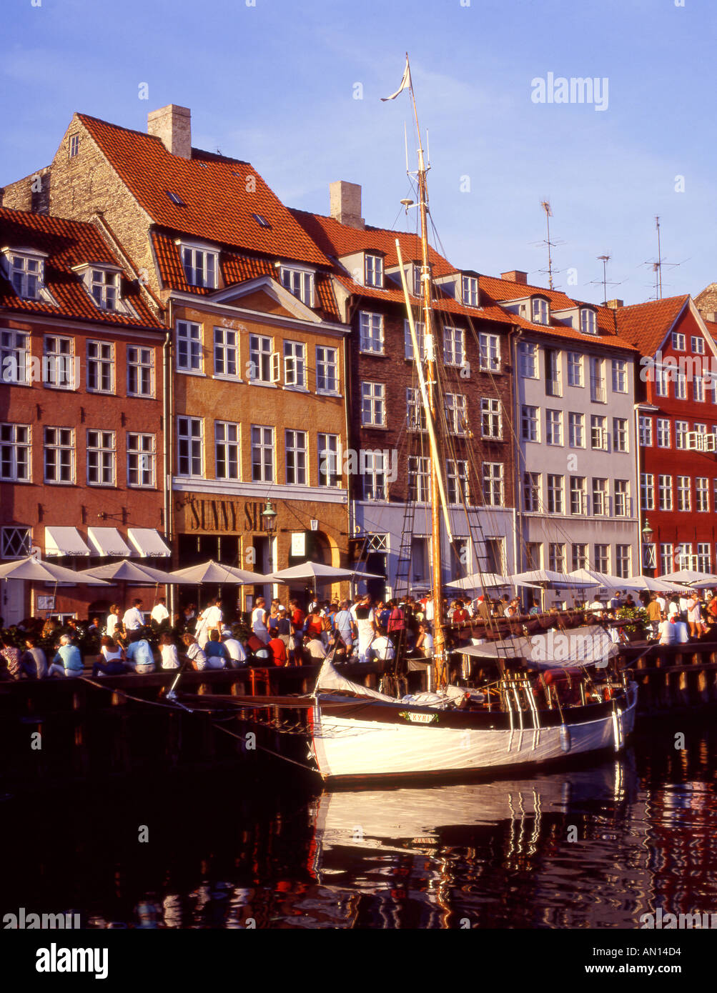 Denmark Copenhagen Nyhavn harbour harbor ships Stock Photo - Alamy