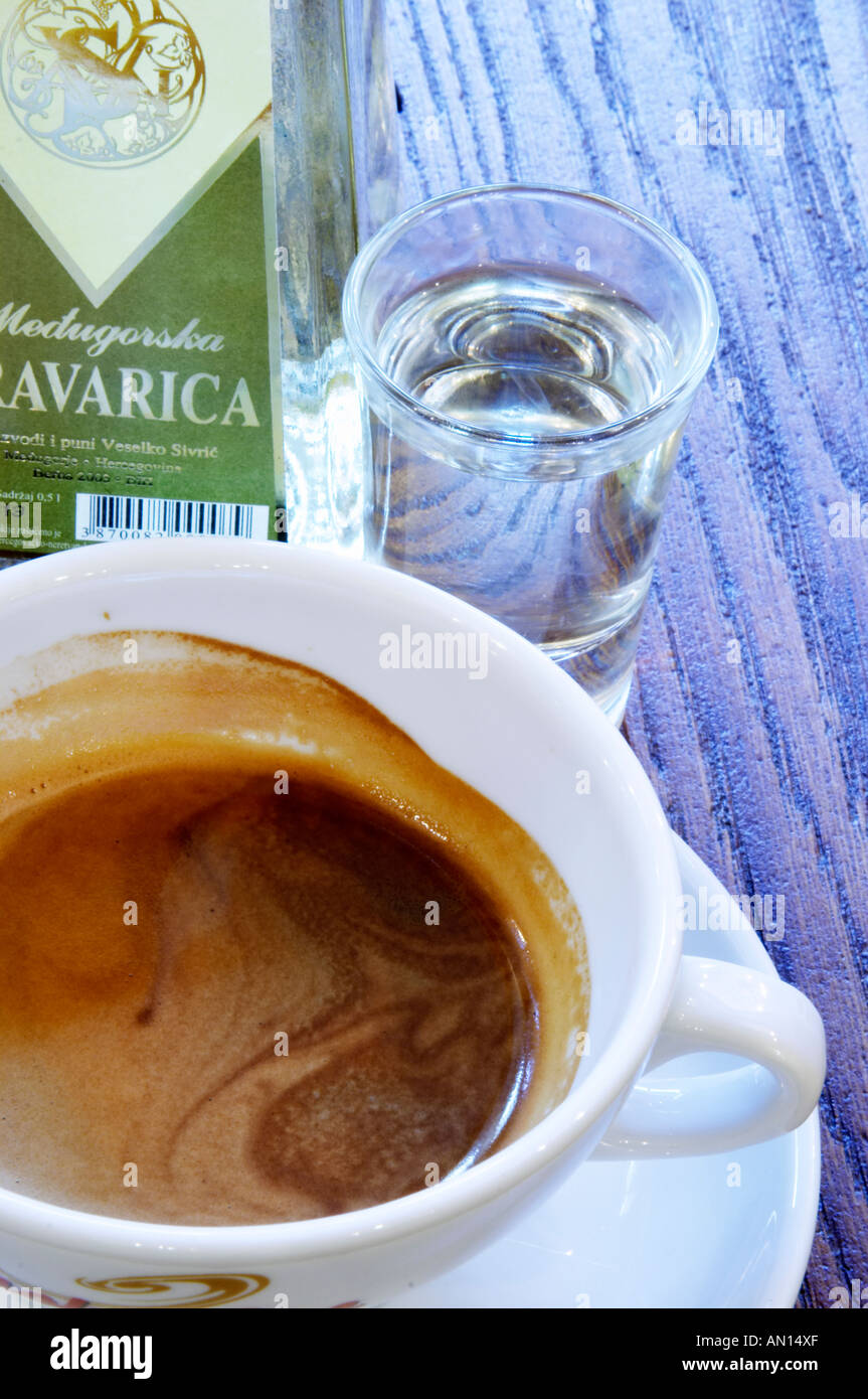 Triangular pyramid shaped Bottle of Travarica rakija grappa type grape ...