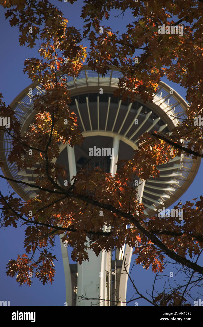 Space Needle and fall foliage at Seattle Center Seattle Washington ...