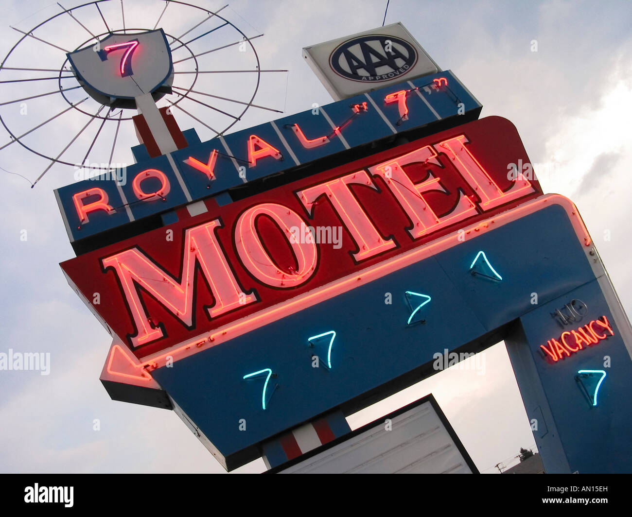 USA, Montana, Bozeman. Royal 7 Motel sign Stock Photo - Alamy