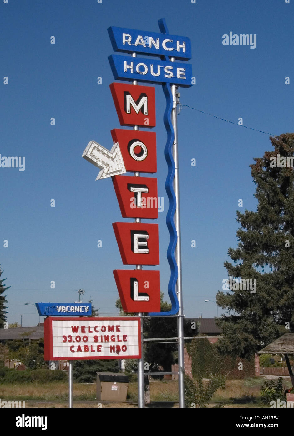 USA, Montana, Bozeman. Ranch House Motel sign Stock Photo - Alamy